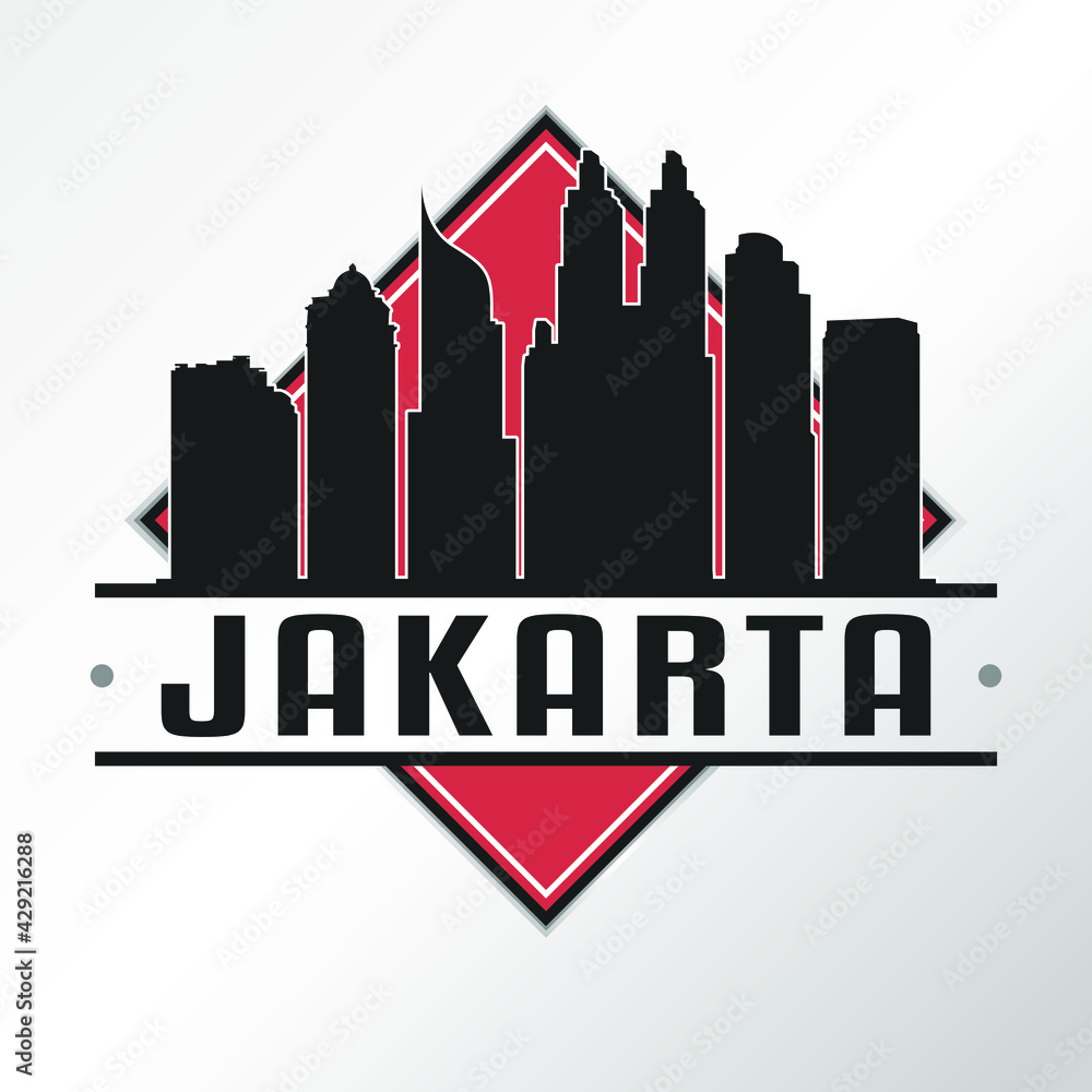 Jakarta Indonesia Skyline Logo. Adventure Landscape Design. Vector ...