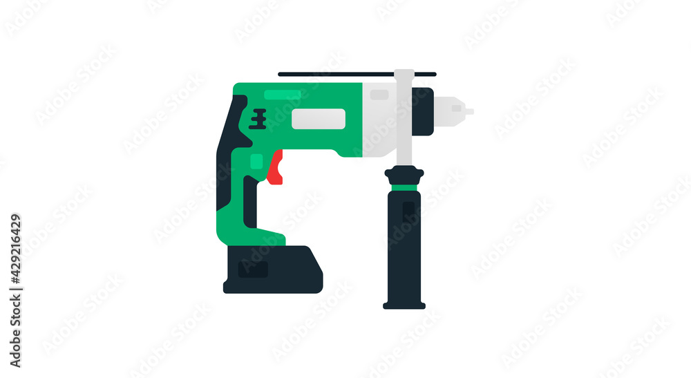 Electric drill side view. Power tool for construction and finishing ...