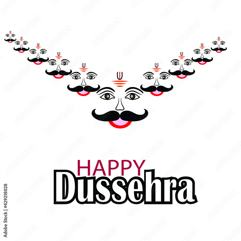 Vector illustration of indian festival dussehra with face design of ram ...