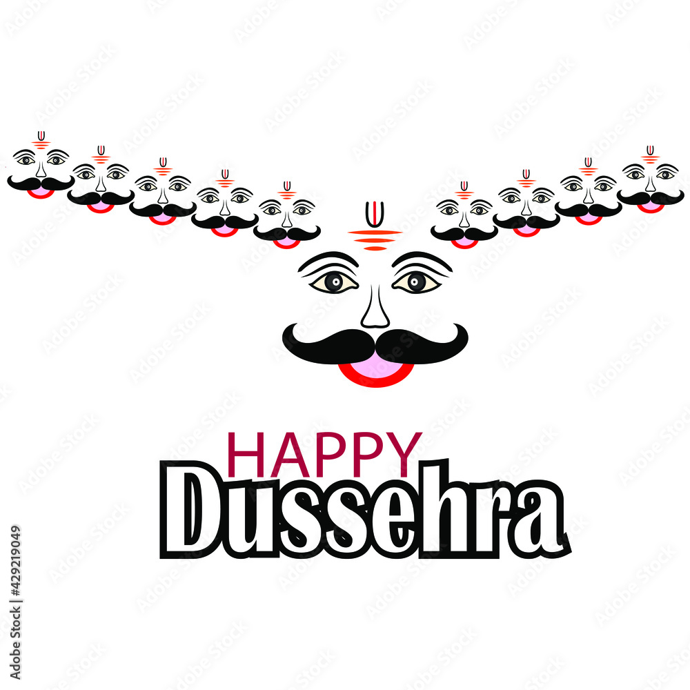 Vector illustration of indian festival dussehra with face design of ram ...