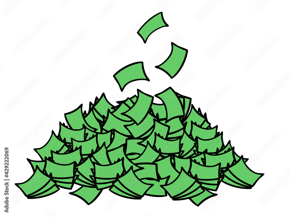 Haufen Geldscheine als Reichtum und Finanzen Konzept Stock Illustration ...