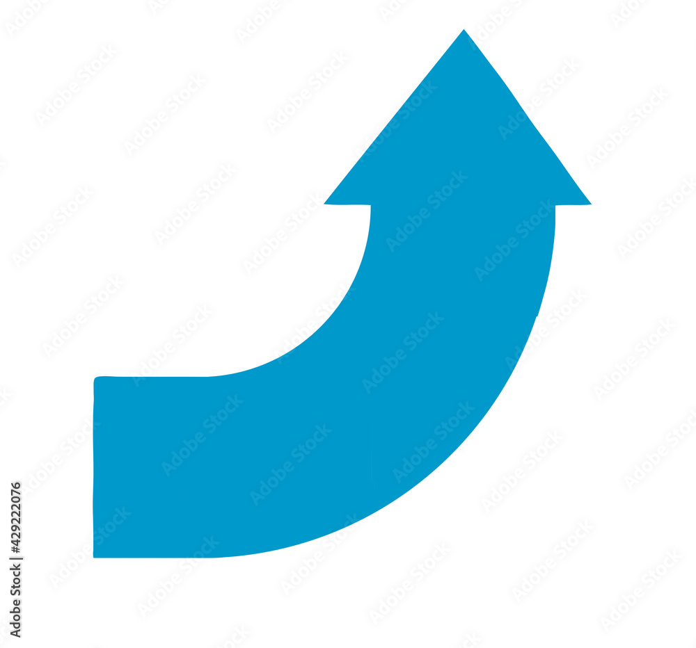 Blauer Pfeil mit Kurve zeigt hoch nach oben Stock Illustration | Adobe ...
