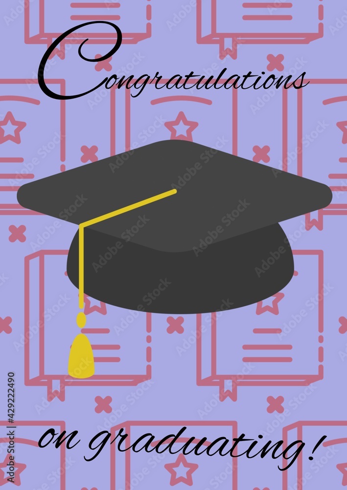 Congratulations on graduating text with graduation hat and outlined ...