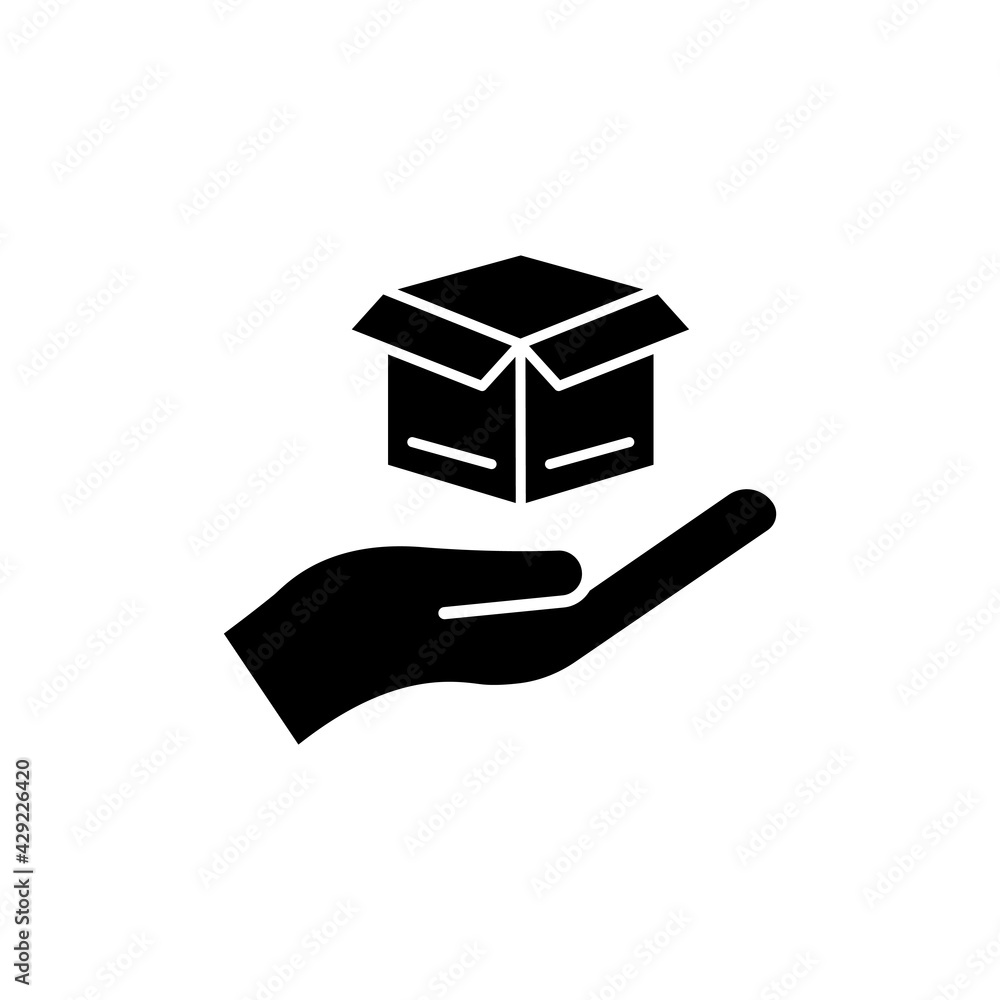 hand and box icon. Protecting a parcel, parcel delivery icon. Editable ...