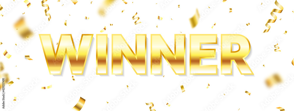 Winner long banner. Luxury congratulations banner. Winners team. Gold ...