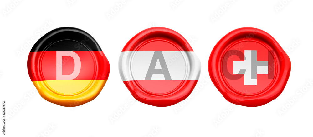 D A CH Siegel mit Länderflaggen Stock Illustration | Adobe Stock