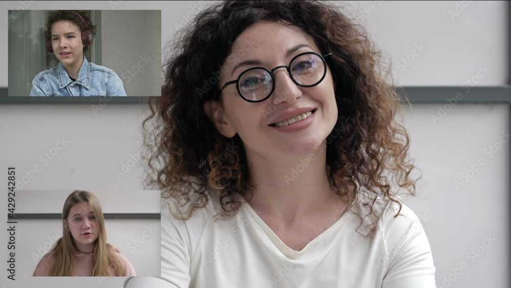 Remote lesson. Teacher leads a video lesson. Features of distance ...