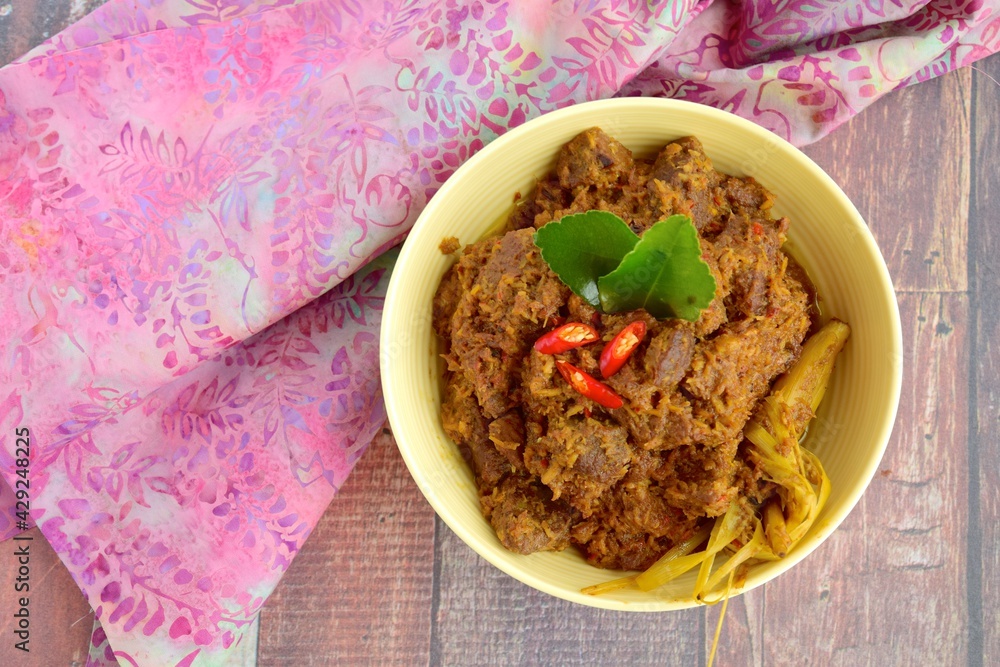 Rendang Padang, indonesian beef stew with coconut milk Stock Photo ...