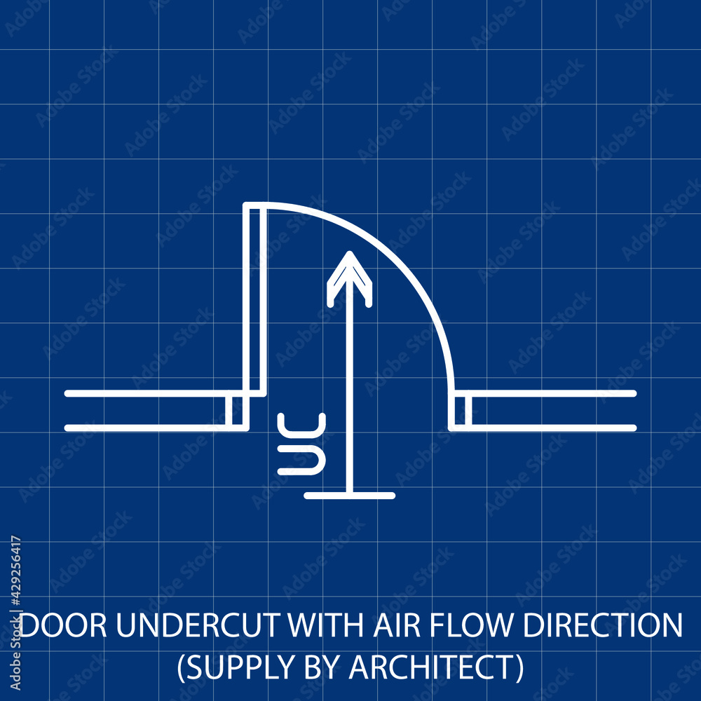 Symbol of Door Undercut with Air Flow Direction Vector illustration ...