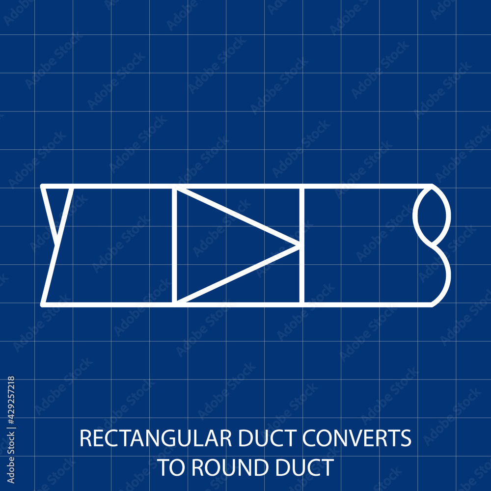 Symbol of Rectangular Duct Converts to Round Duct Vector illustration ...