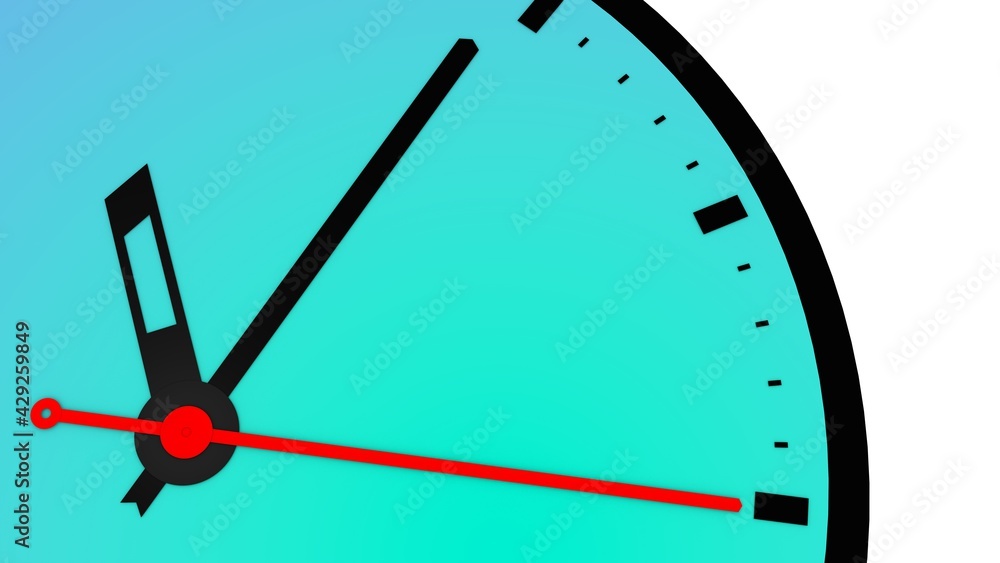 Rendering illustration of an analog clock with arrows and a dial ...