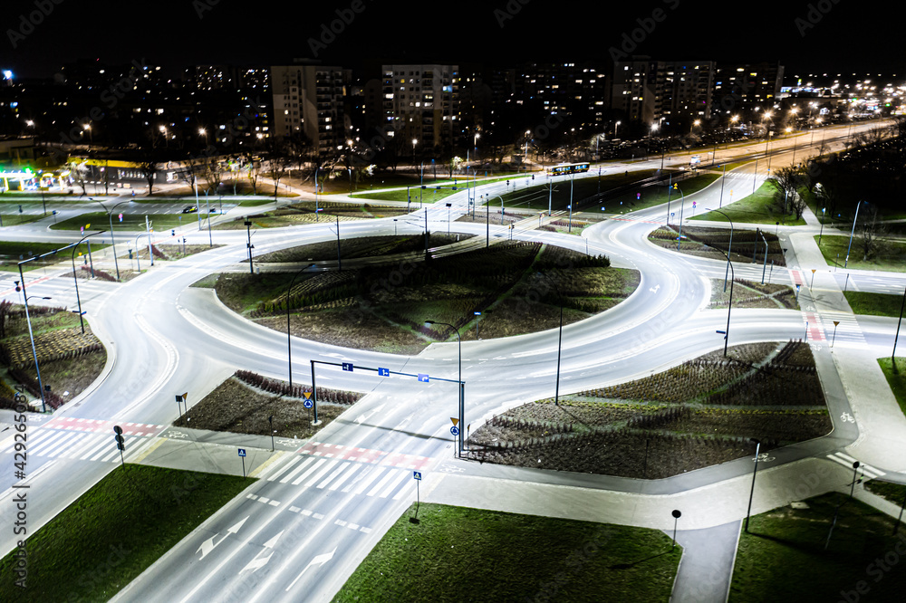 Foto de Arial top view of Modern transportation with Expressway, Road ...