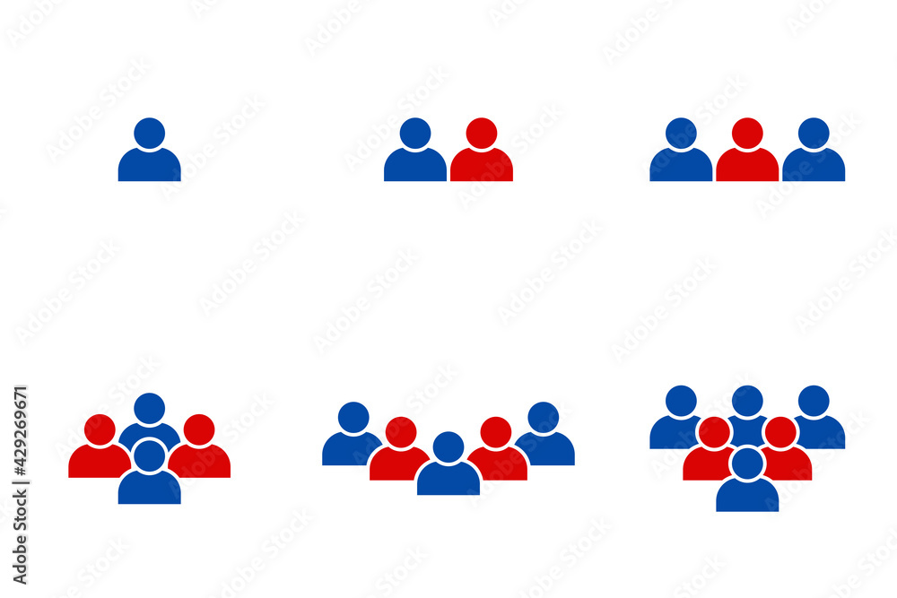 Persona o usuario. Icono de usuarios, estilo silueta azul y roja ...