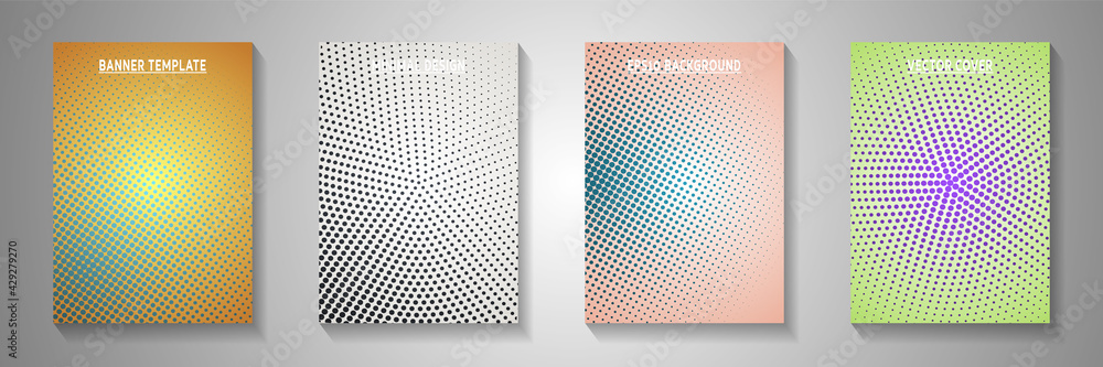 Futuristic point faded screen tone title page templates vector batch ...