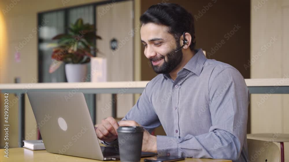 Happy indian business man customer support agent or salesman wearing ...