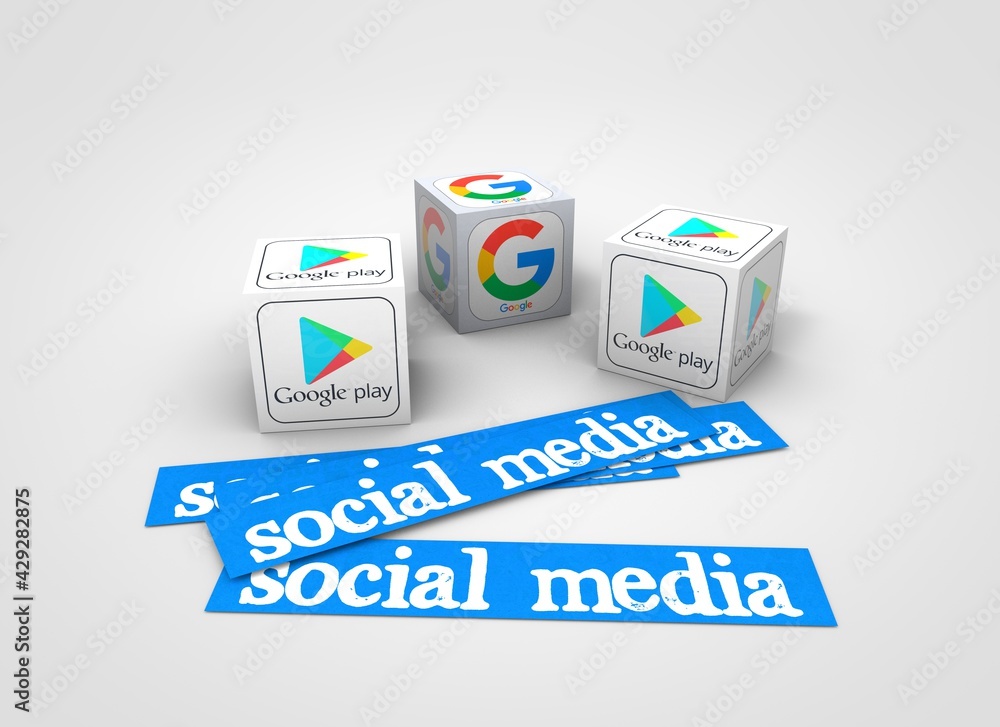google play, social network background design Stock Photo | Adobe Stock