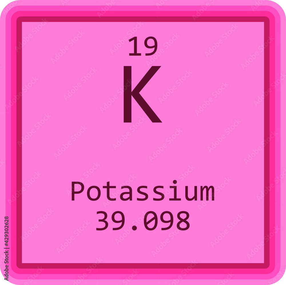 K Potassium Alkali metal Chemical Element Periodic Table. Square vector ...