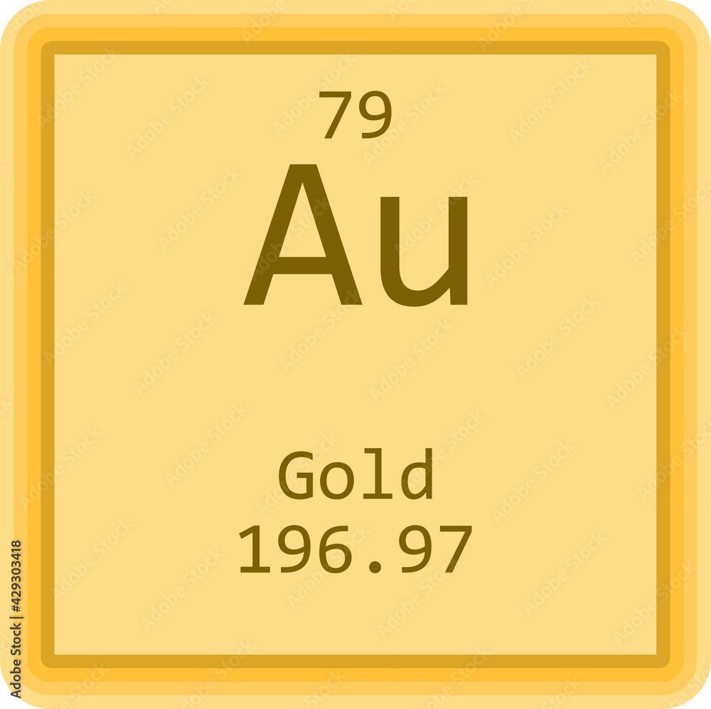 Au Gold Transition metal Chemical Element Periodic Table. Square vector ...