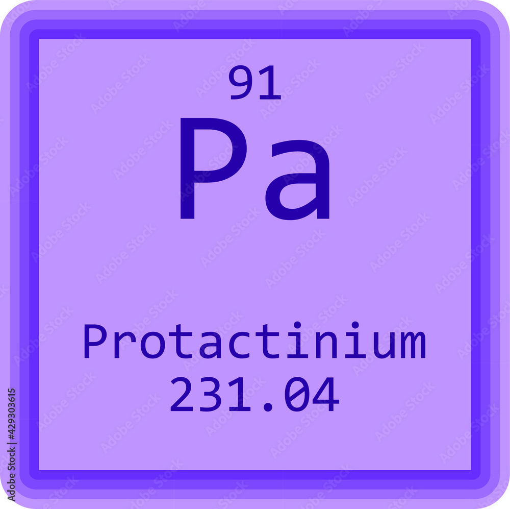 Pa Protactinium Actinoid Chemical Element Periodic Table. Square vector ...