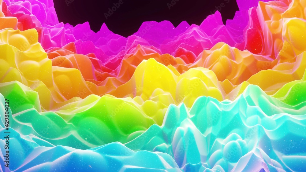 3d rendering. Beautiful abstract 3D background with gradient rainbow ...