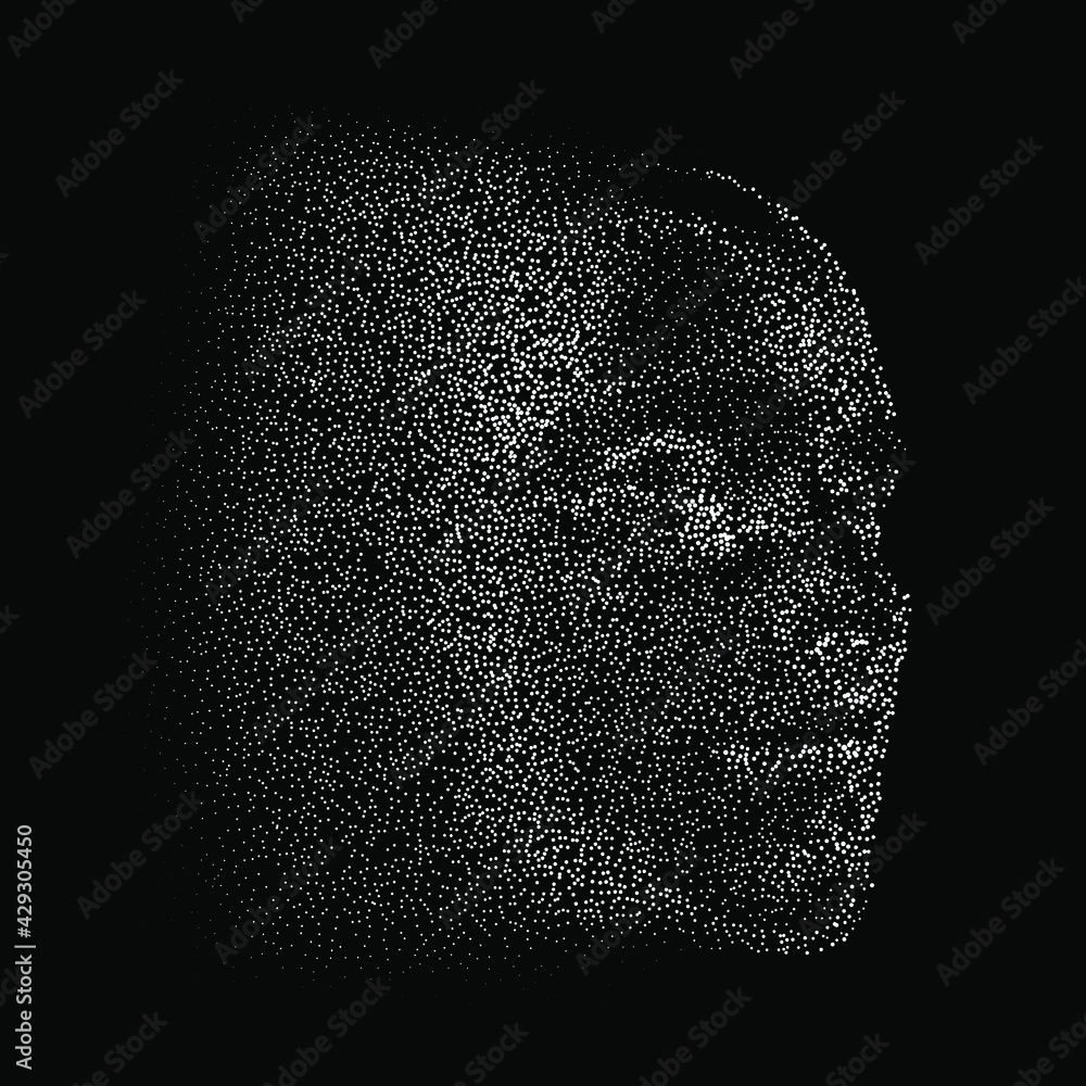 Silhouette of a 3d human head made of dots and particles. Concept of ...