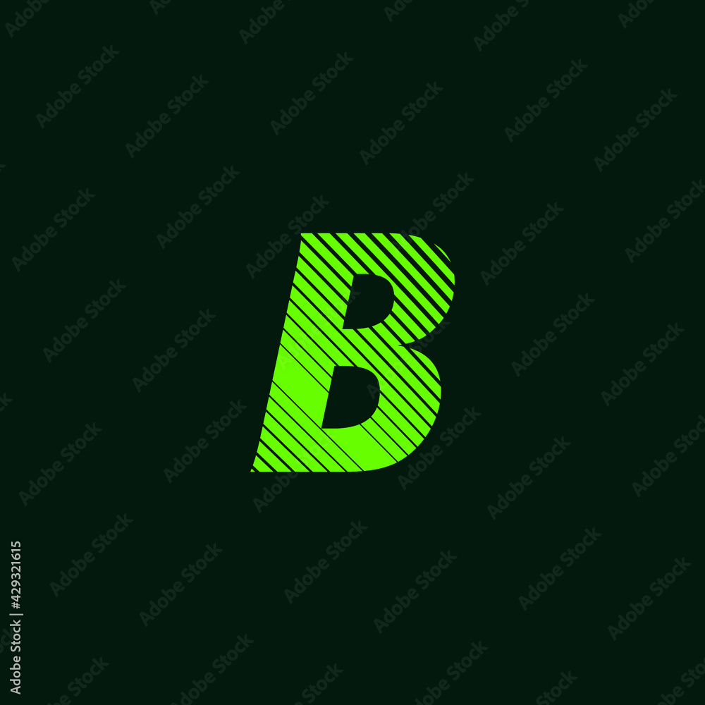 letter B cursive texture in green color with slanted lines, speed and ...