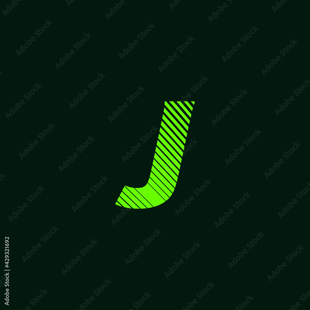 letter J cursive texture in green color with slanted lines, speed and ...