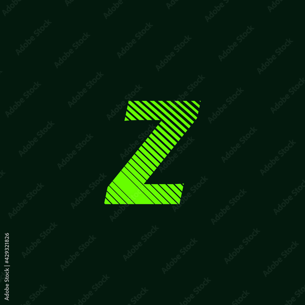letter Z cursive texture in green color with slanted lines, speed and ...