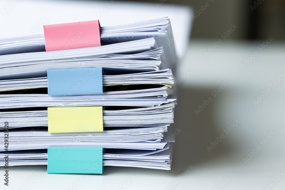 Zdjęcie Stock: Piles of white papers work large piles of papers stacked ...