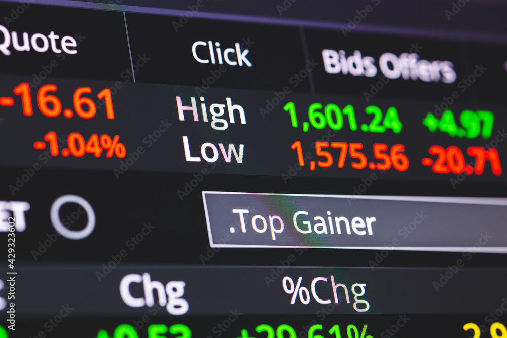 Stock market. Stock chart goes up and down Zoom in to see details ...