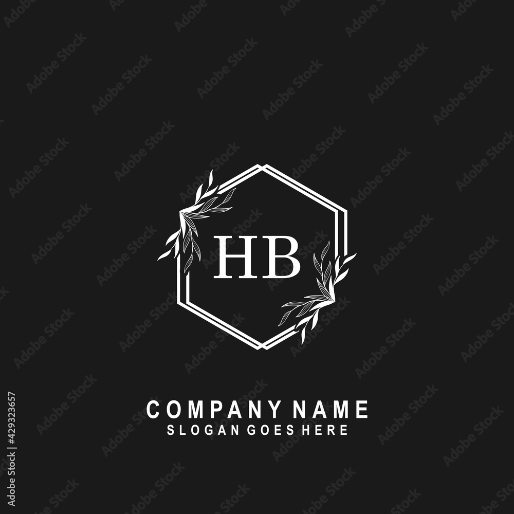 Initial letter HB Signature, beauty monogram and elegant logo design ...