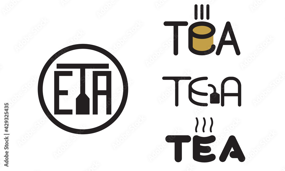 TEA logo flat style cartoon vector Stock Vector | Adobe Stock