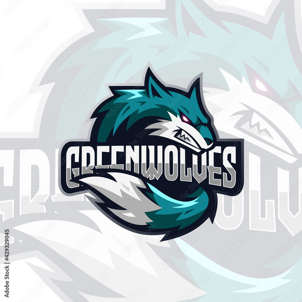 Modern Illustration Vector Green wolves logo for teammates, good to use ...