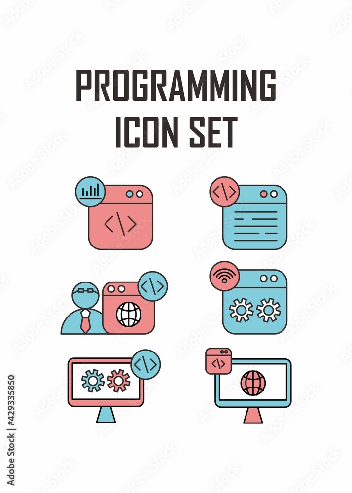 Programmer icon collection design. Easy to edit with vector file. Can ...
