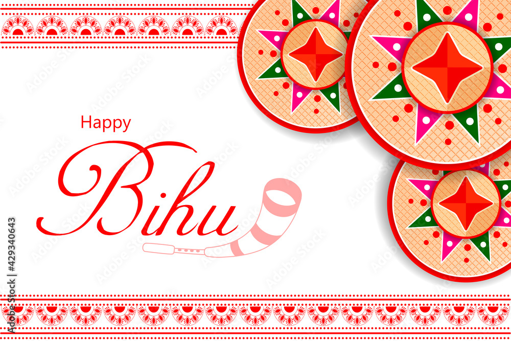 Vetor de vector illustration of Happy Bihu festival of Assam celebrated ...