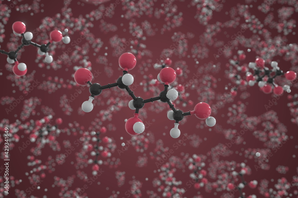 Ribose molecule, scientific molecular model, 3d rendering Stock ...