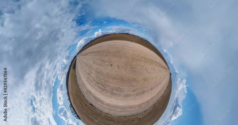 transformation of the landscape with gravel road into little planet and ...