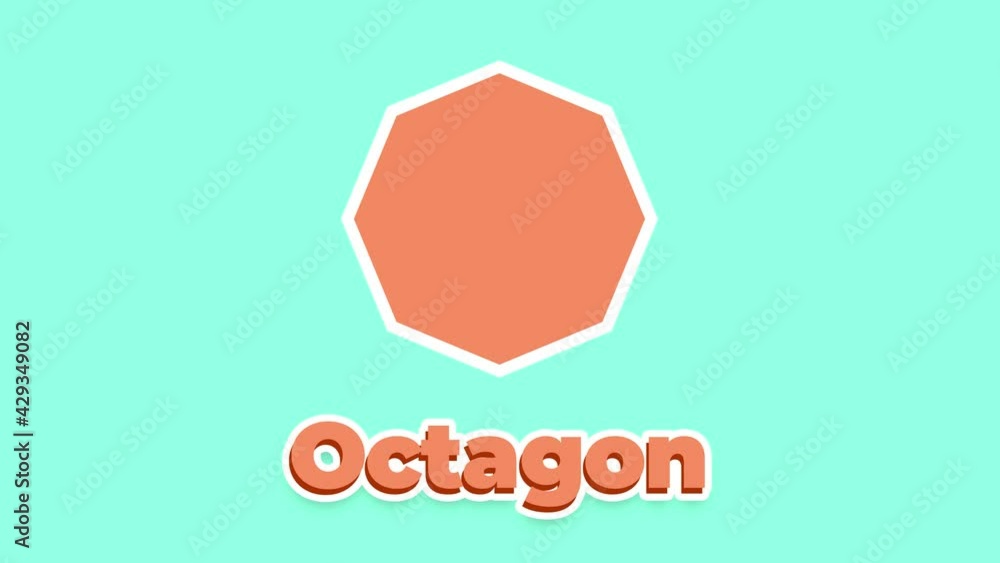 Orange octagon and text animation on a colorful background. Learning ...