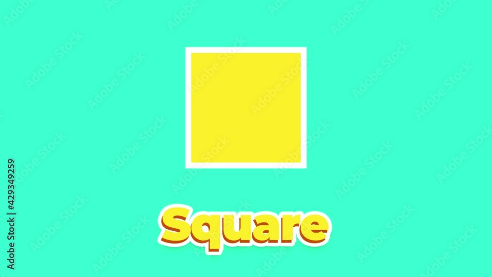 Yellow Square and text animation on a colorful background. Learning ...