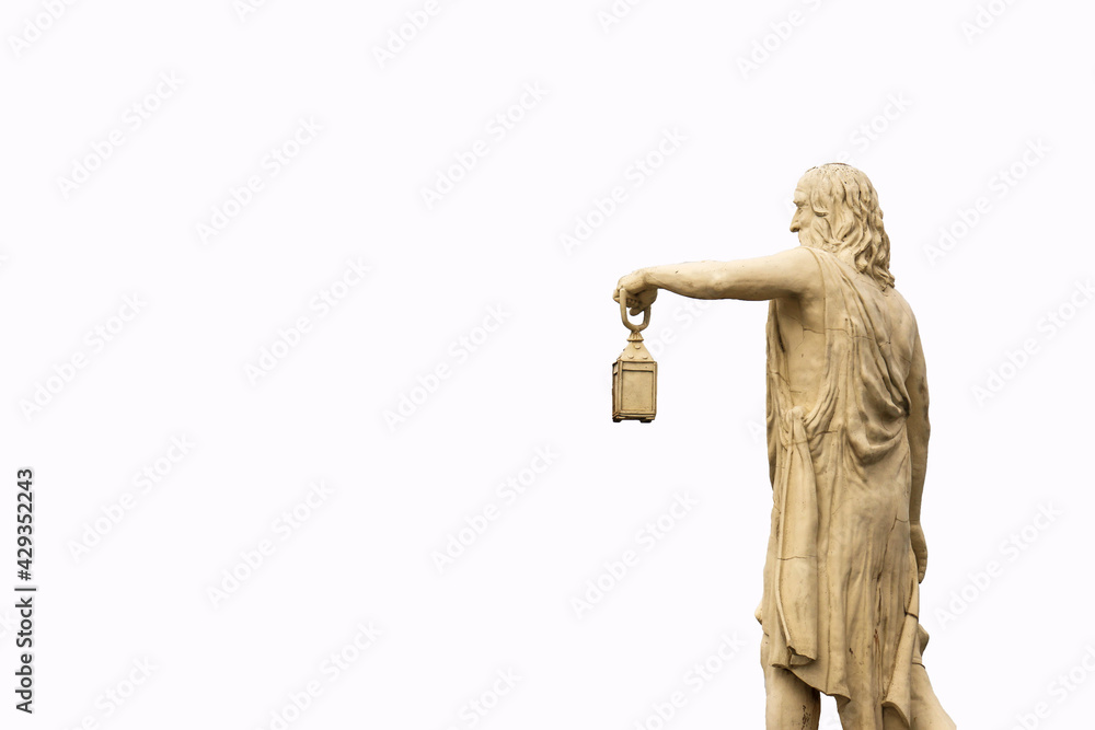 Famous ancient Greek philosopher Diogenes sculpture, holding light born ...