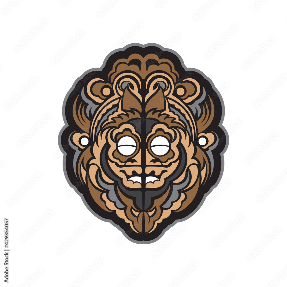 Maori mask print. Polynesian mask. Samoa and Hawaii patterns. Corporate ...