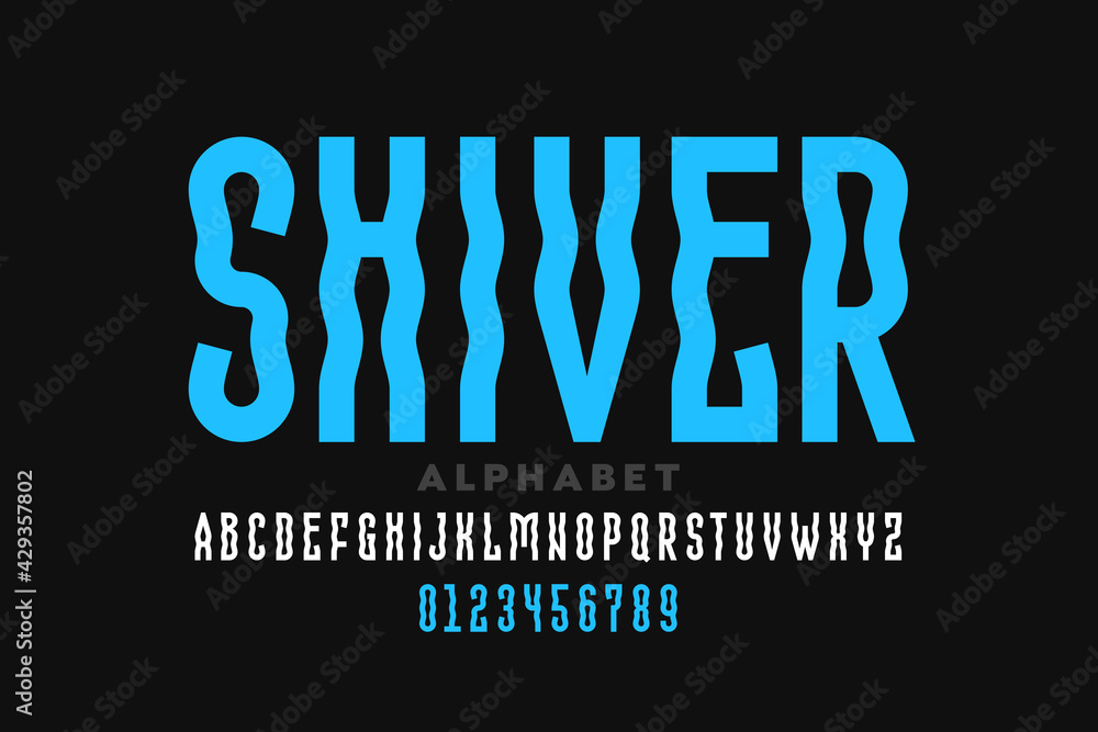 Shiver style font design, alphabet letters and numbers Stock Vector ...