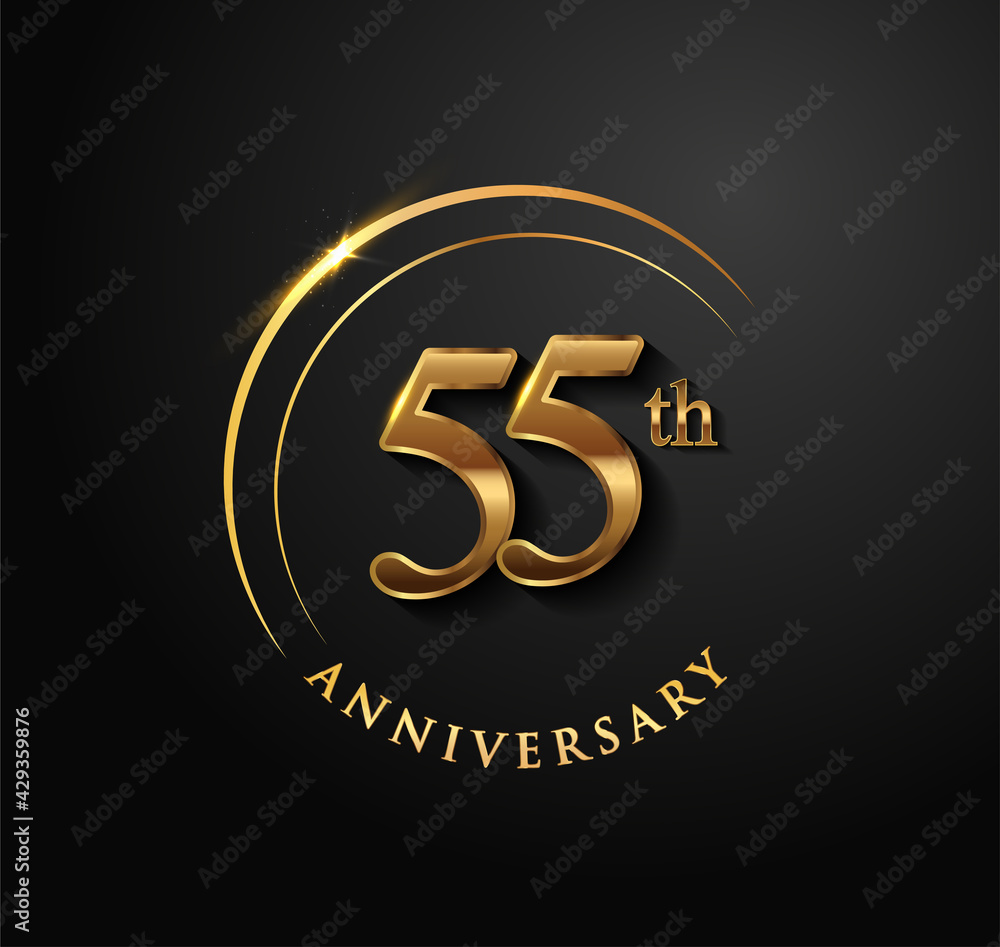 55th Anniversary Celebration. Anniversary logo with ring and elegance ...