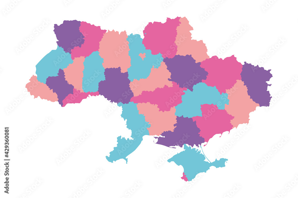Fototapeta mapa świata dla dzieci Ukraine map. Adninistrative division ...