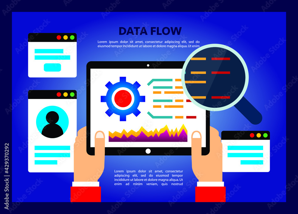 Data flow analysis. Analytics dashboard. Stock Vector | Adobe Stock