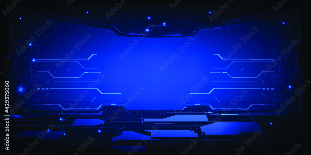 Futuristic technology hall with hi tech digital screen,circuit and ...