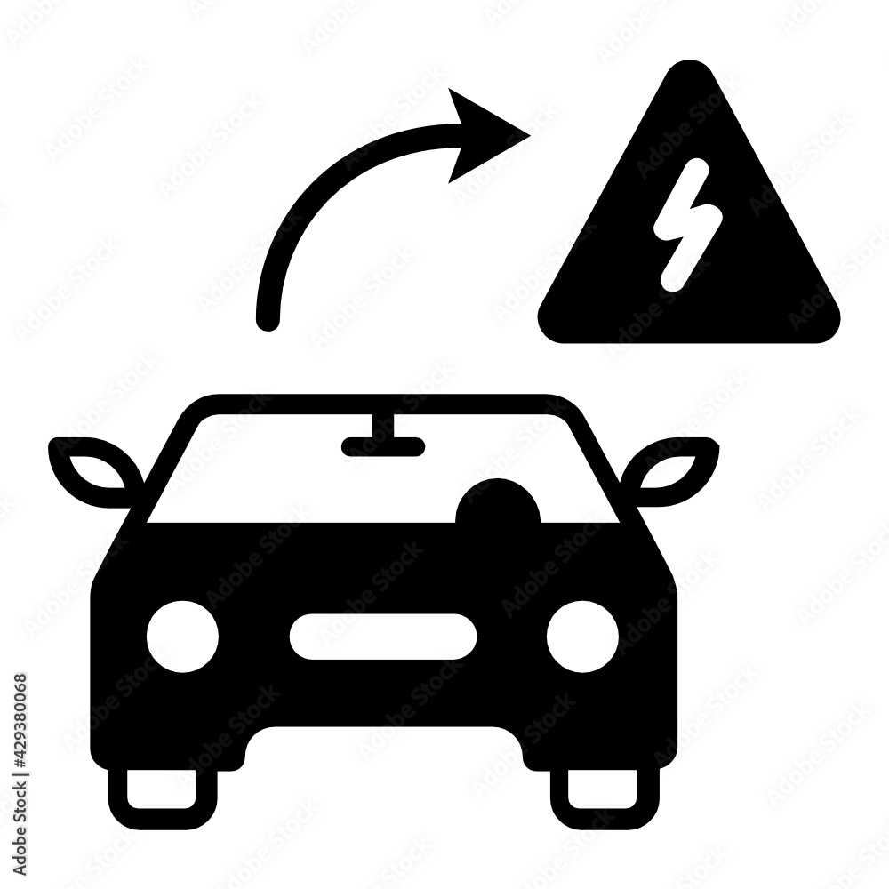 Self driving Electric Car Concept, Autopilot EV Lorry Vector Icon ...