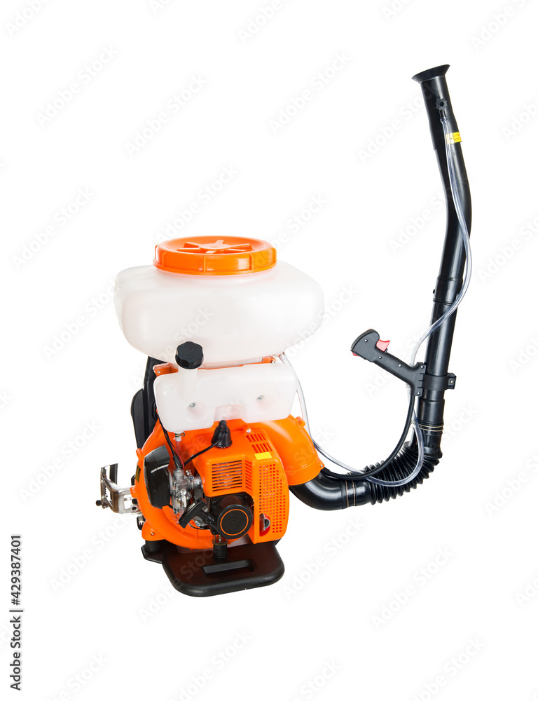 Petrol Powered Backpack Sprayer for spraying pesticides. Isolated on ...