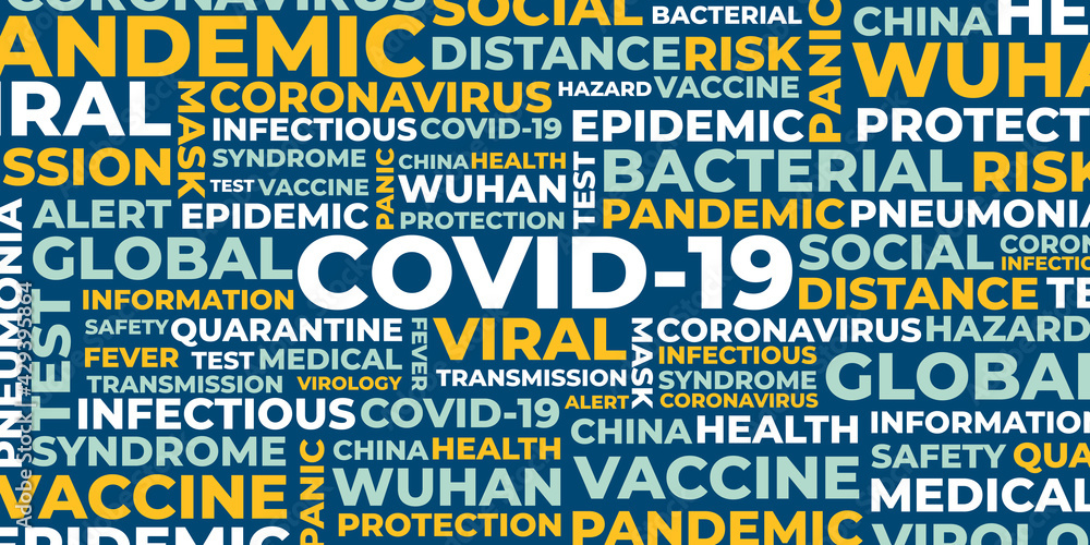 COVID-19 word cloud background. Vector illustration. Stock Vector ...