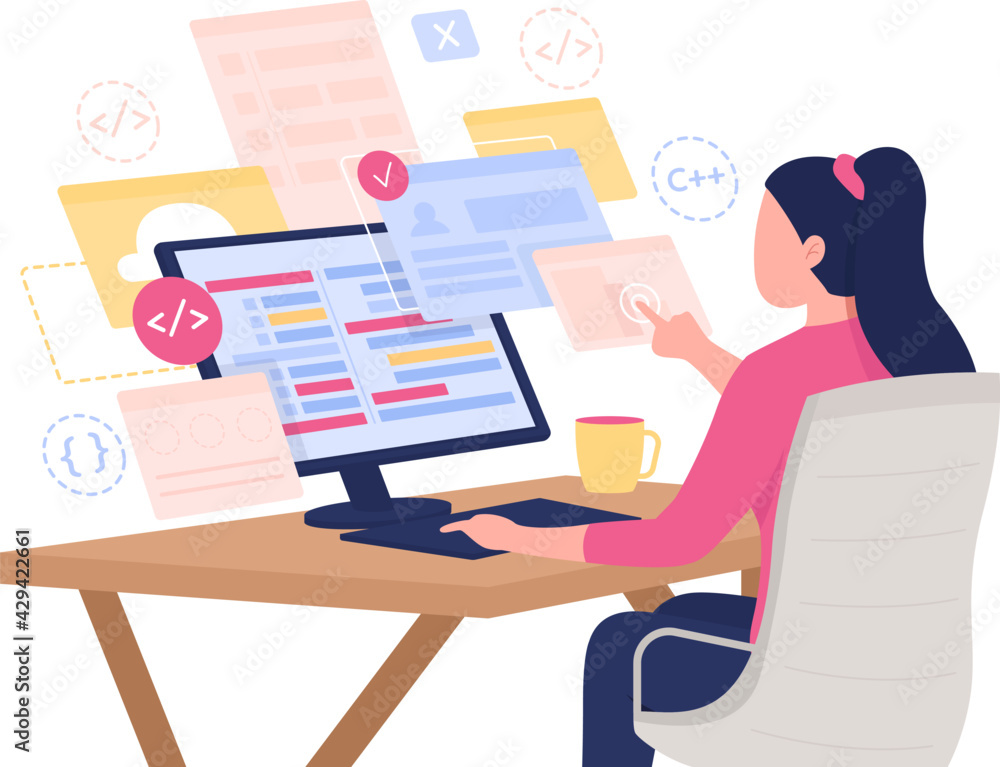 Software Development Flat Concept Vector Illustration Coding Website